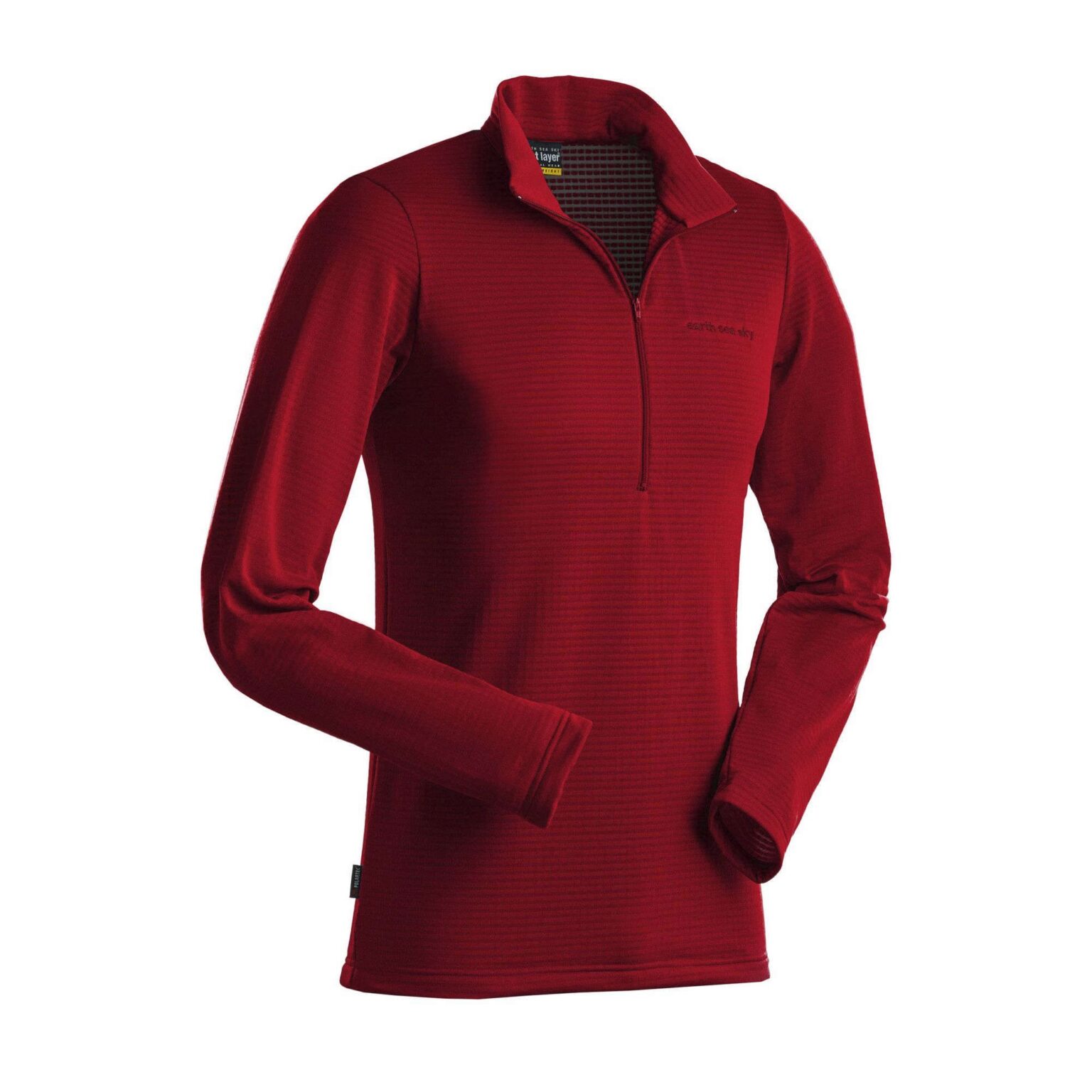 Mens Power Grid Zip Long Sleeve Polo - Thermal | Earth Sea Sky